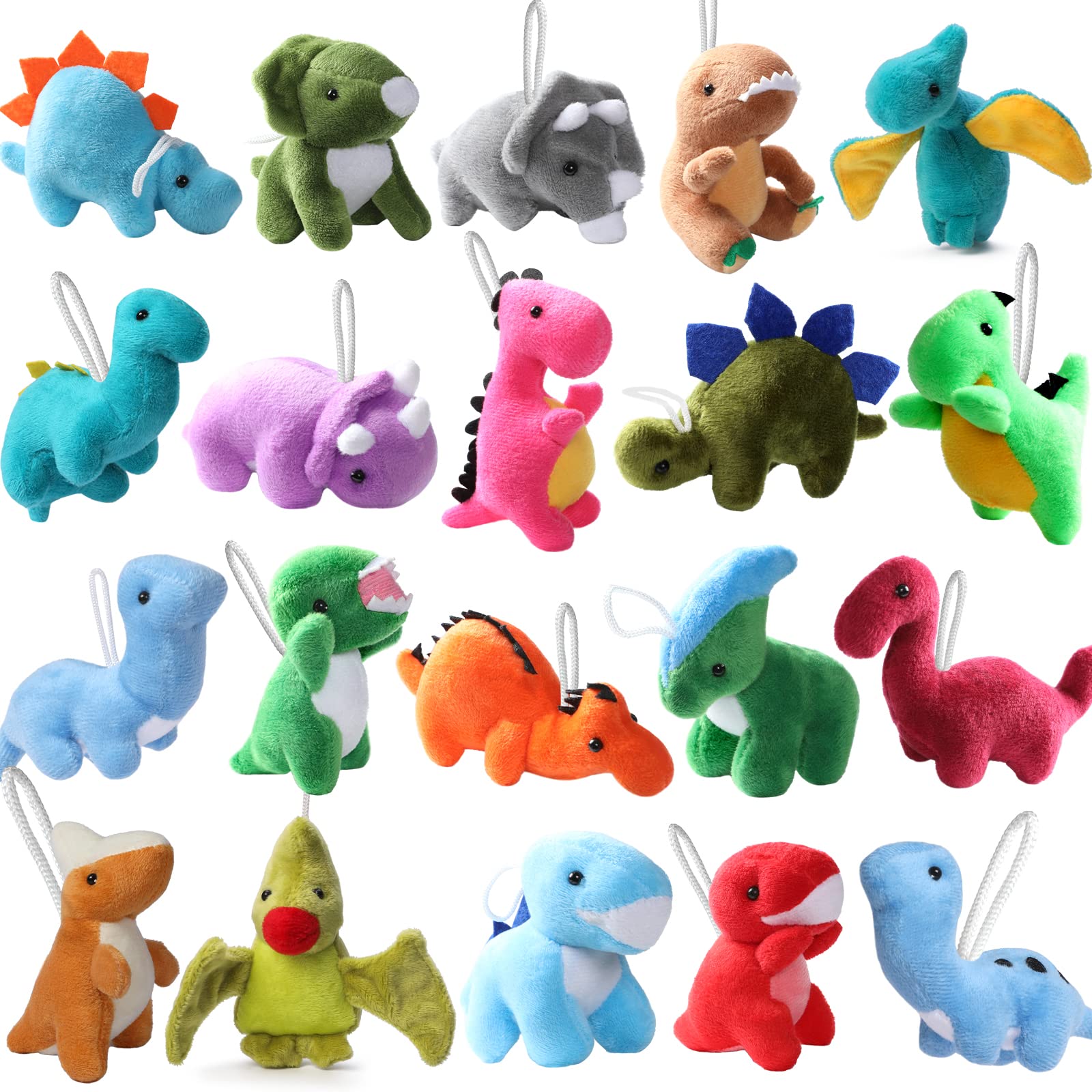 20 Pack Dinosaur Plush Stuffed Set, Mini Animal Cute Dinosaur Figures ...