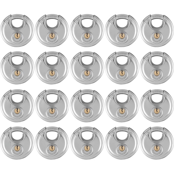 20-Pack Disc Padlocks Keyed Alike, 2-3/4 inch Wide, Stainless Steel 304 ...