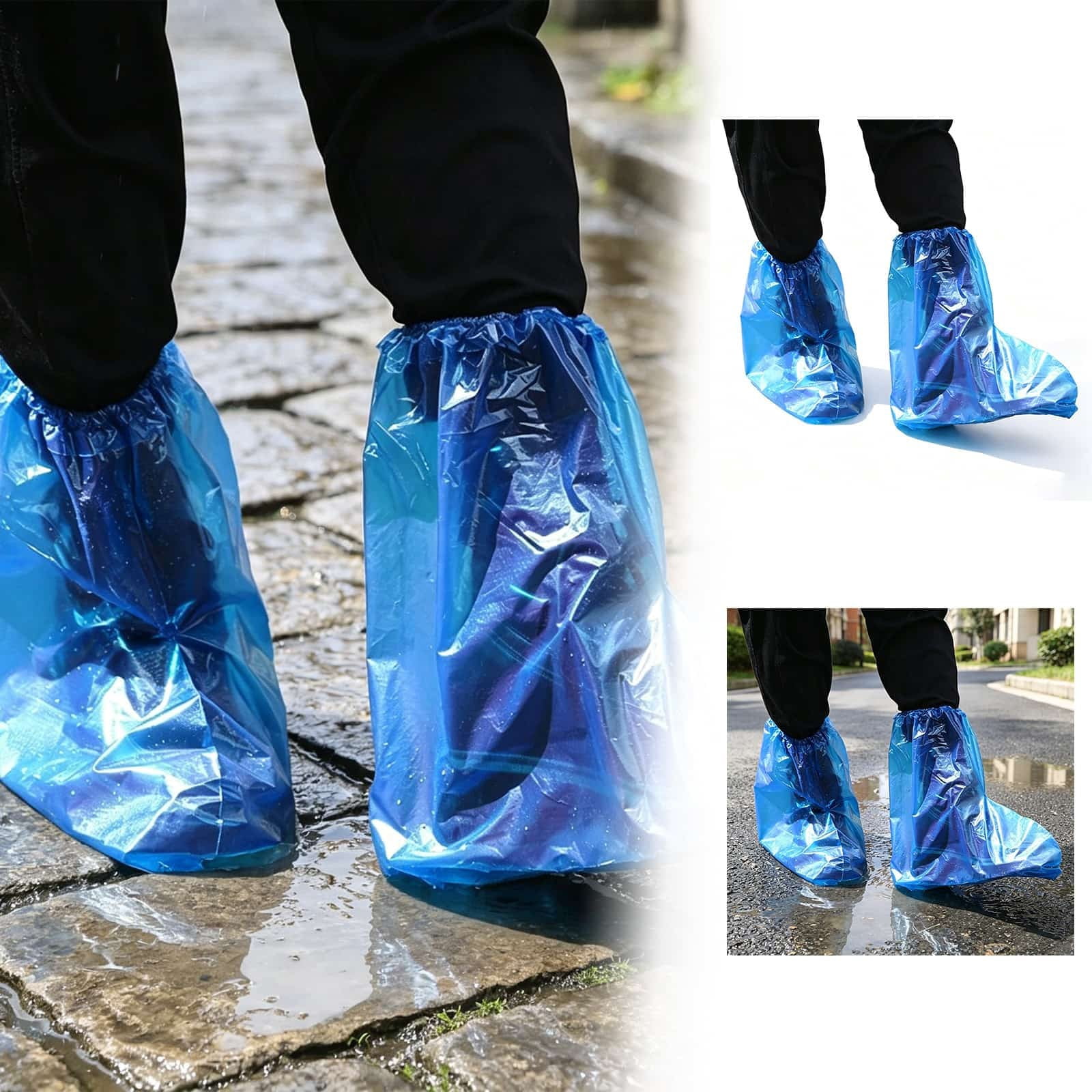 20-Pack Disposable Waterproof Shoe Covers, Blue Boot Covers for Rain ...