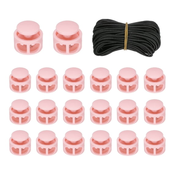 20 Pack Double Hole Cord Locks with 32.8 ft Elastic Cord, 17mm Nylon ...
