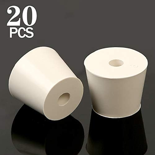 20 Pack Drilled Natural Rubber Stopper # 6, Solid Rubbers Stoppers ...