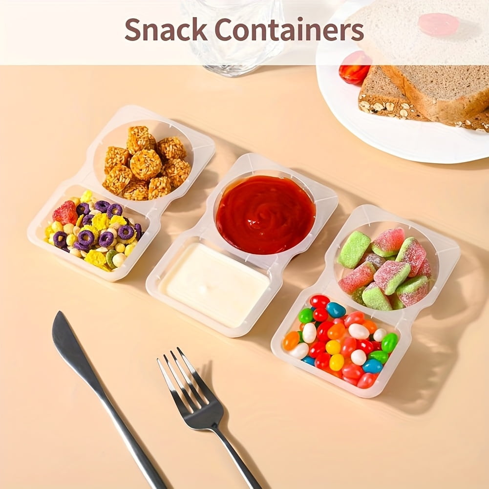 20-Pack Dual-Section Reusable Snack Containers with Lids – Leakproof ...