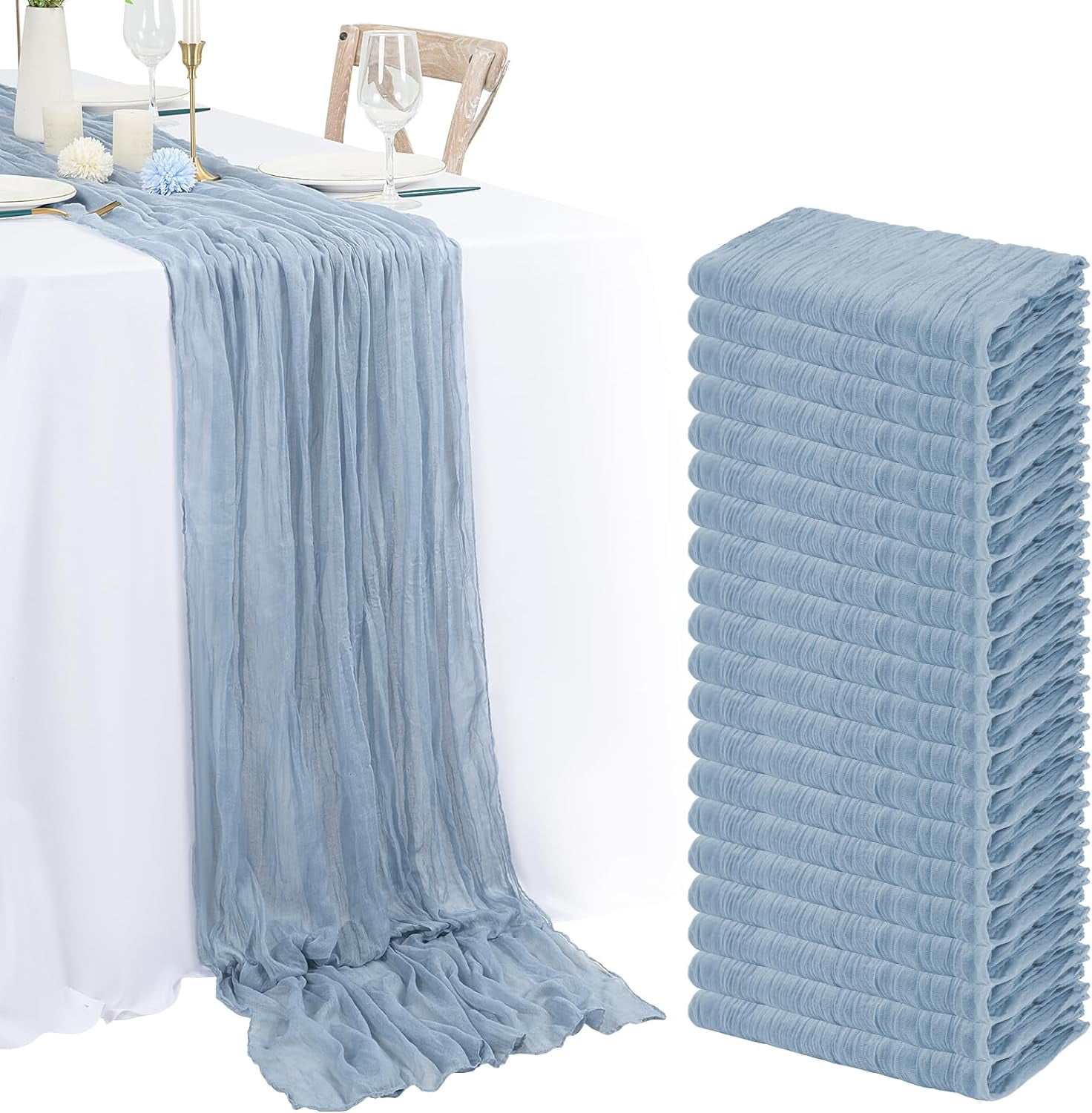 20 Pack Dusty Blue Easter Cheesecloth Table Runner Boho Romantic Gauze ...