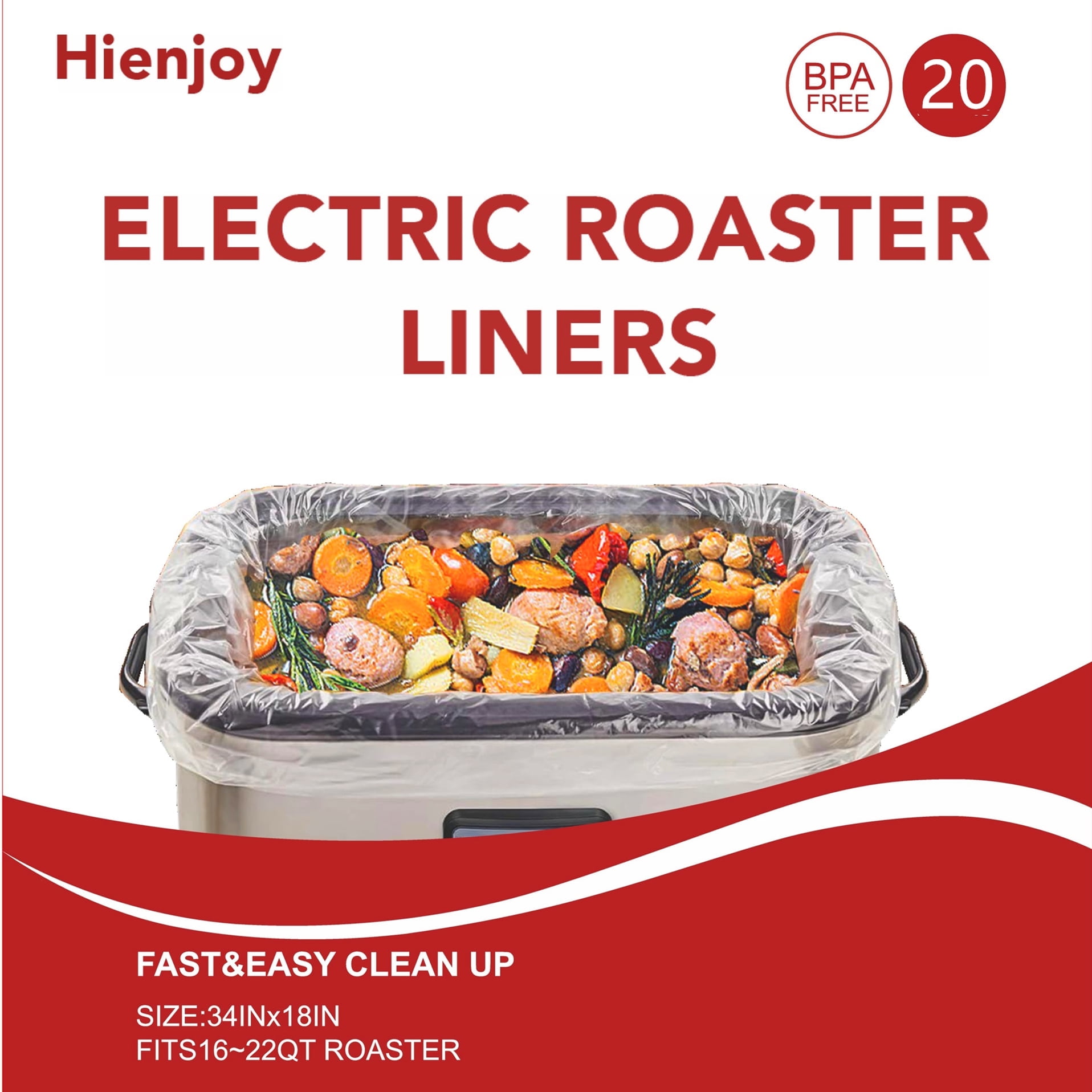 20 Pack Electric Roaster Liners,18" × 34" Disposable Roaster Liners Fit ...