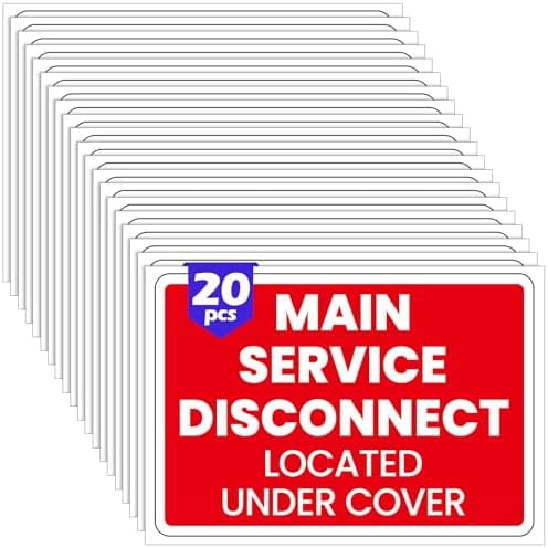 20 Pack Emergency Disconnect 5"x 3.5" Vinyl Emergency Shut off Sign ...