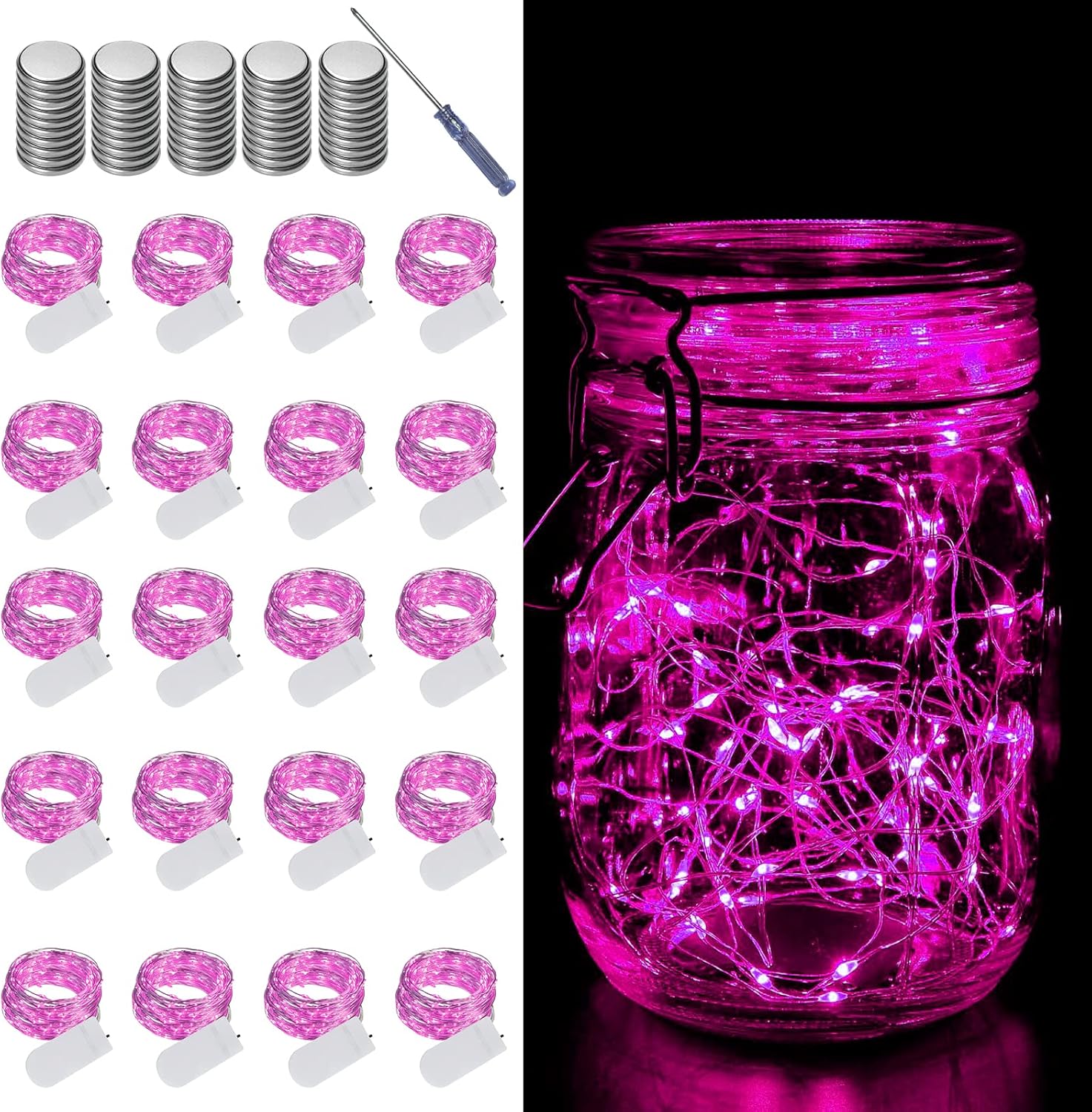 20 Pack Fairy Lights y Operated String Lights, 20 on 6.6FT Silvery ...