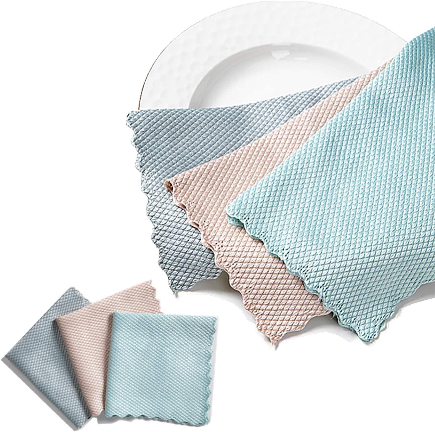 20-Pack Fish Scale Designkitchen Mirror Rags with Poly Scour Mesh ...