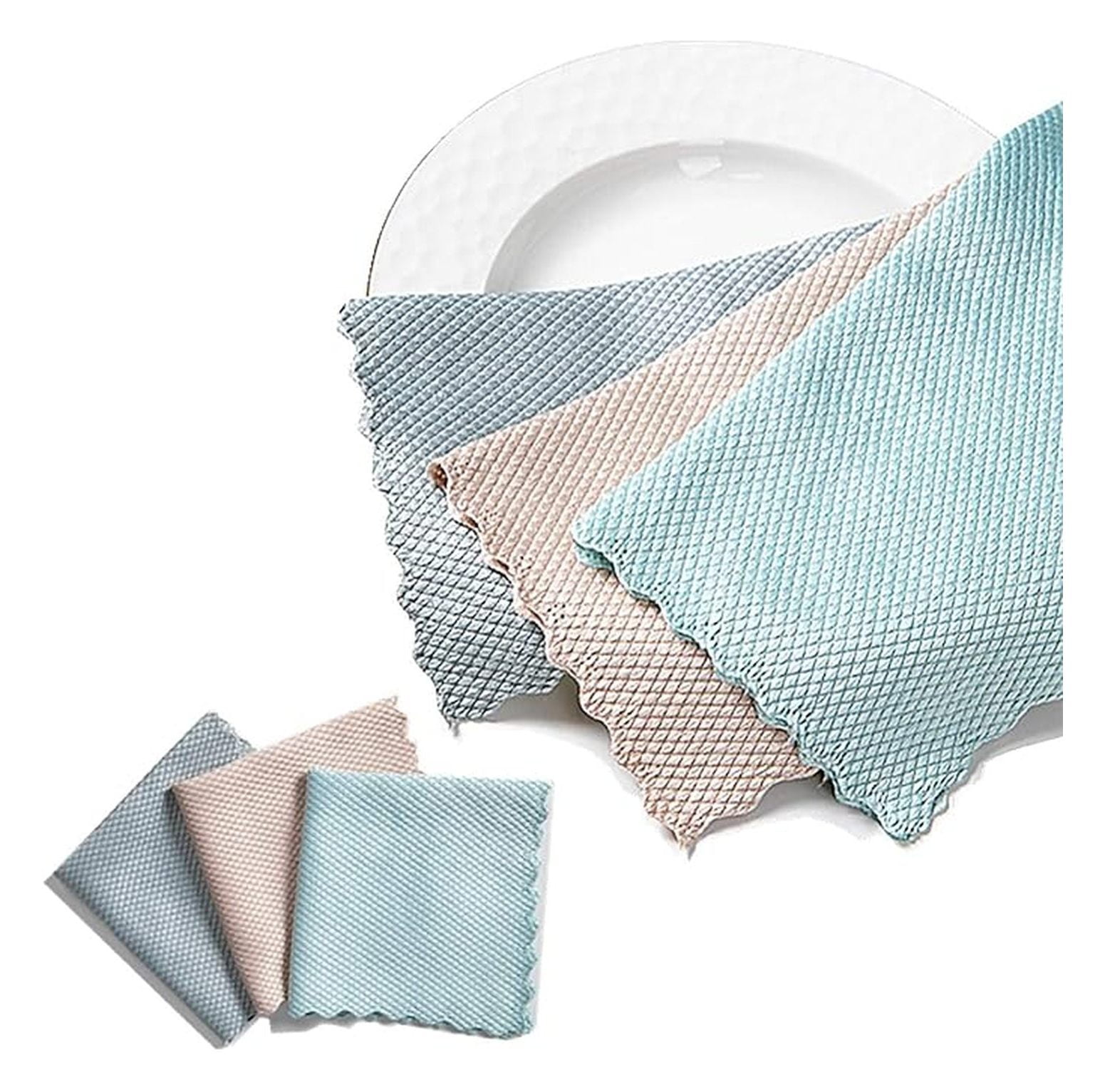 20-Pack Fish Scale Designkitchen Mirror Rags with Scour Mesh Scrubbing ...