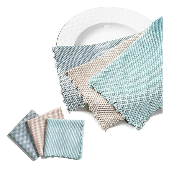 20-Pack Fish Scale Designkitchen Mirror Rags with Scour Mesh Scrubbing ...