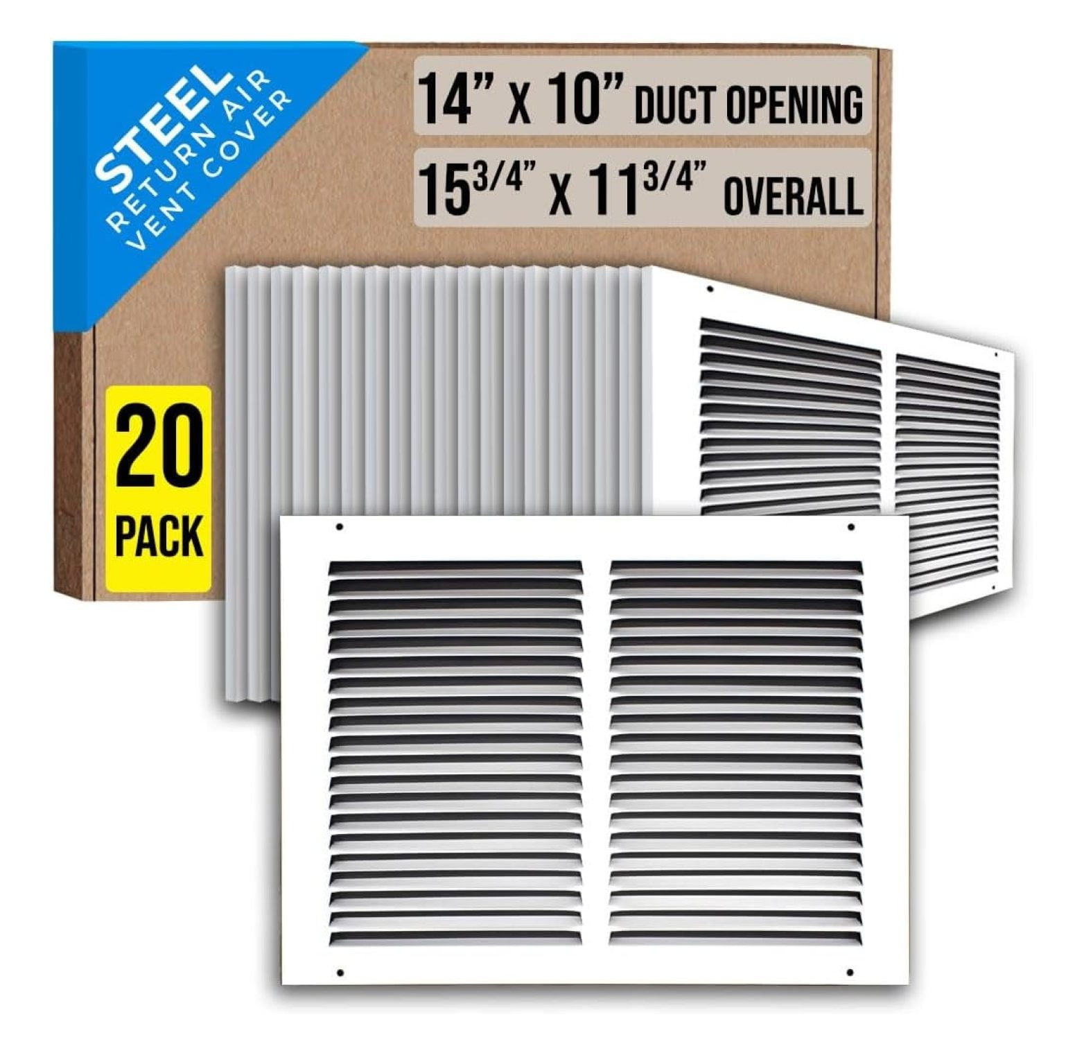 [20 Pack] Fits 14x10 Duct Opening | Steel Return Air Grille by | Vent ...
