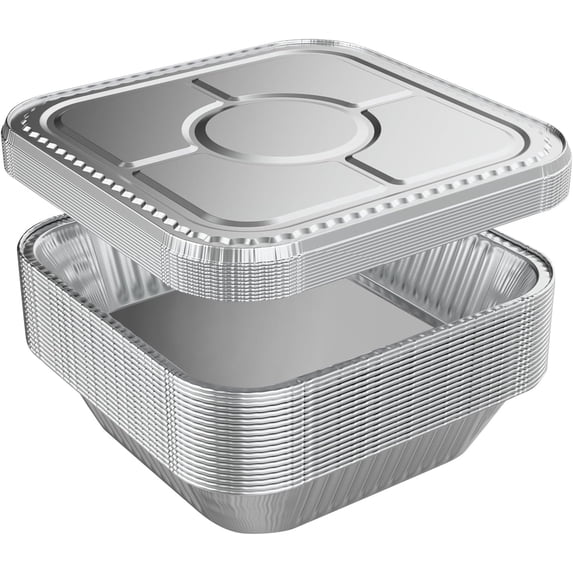 20 Pack Foil Pans with Lids 8 X 8 Inch Disposable Aluminum Tin Foil ...