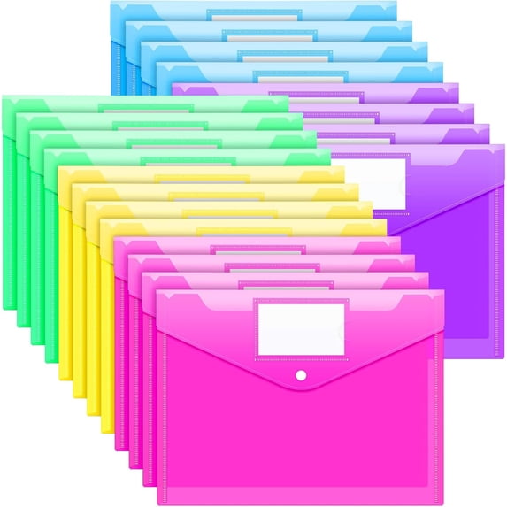 20 Pack Folders Plastic Envelopes, Clear Plastic File Folder for ...