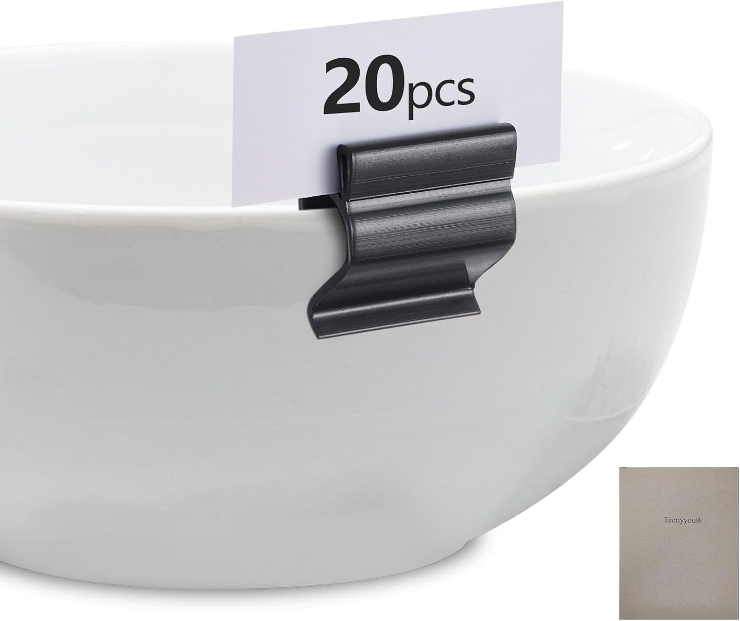 20 Pack Food Tray Label Holders - Black Plastic Reusable Clip on Table ...