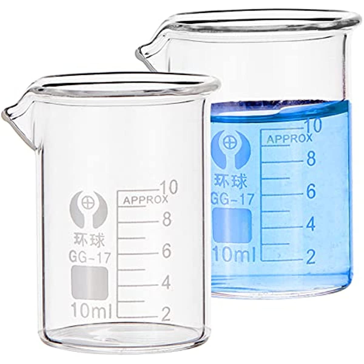 20 Pack Glass Beaker Measuring Cups Graduated 10ml Labs Beaker Low Form ...