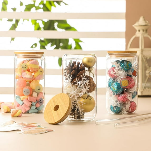 20 Pack Glass Cups with Lids and Straws 16 oz, Personalized ...