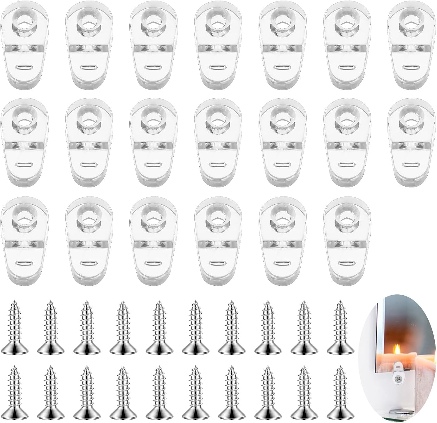 20 Pack Glass Retainer Clips, Cabinet Glass Clips Glass Door Retainer ...