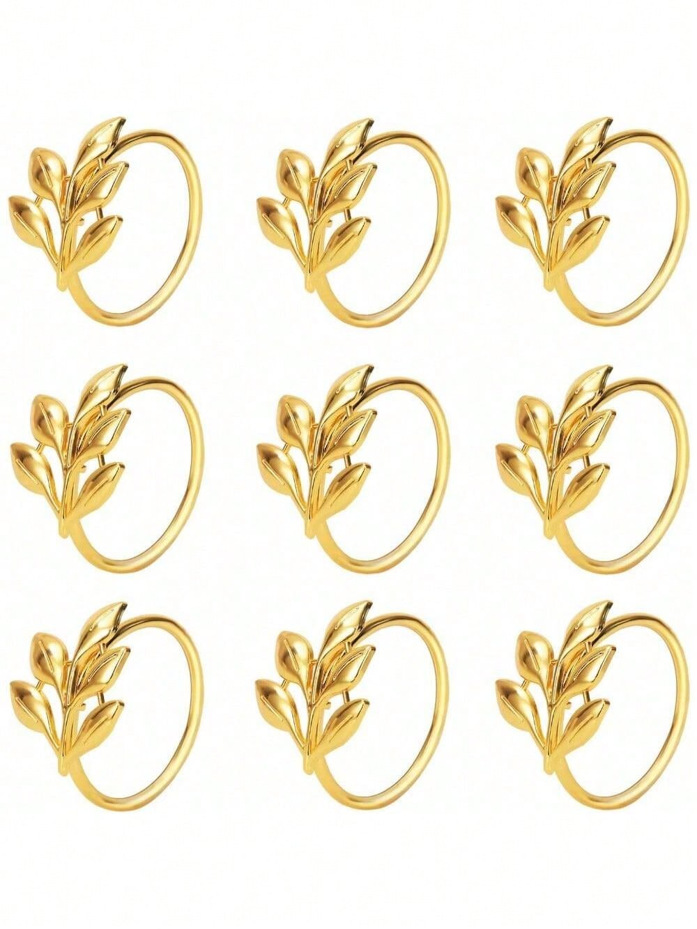 20 Pack Gold Leaf Napkin Rings Set - Elegant Metal Napkin Holders for ...