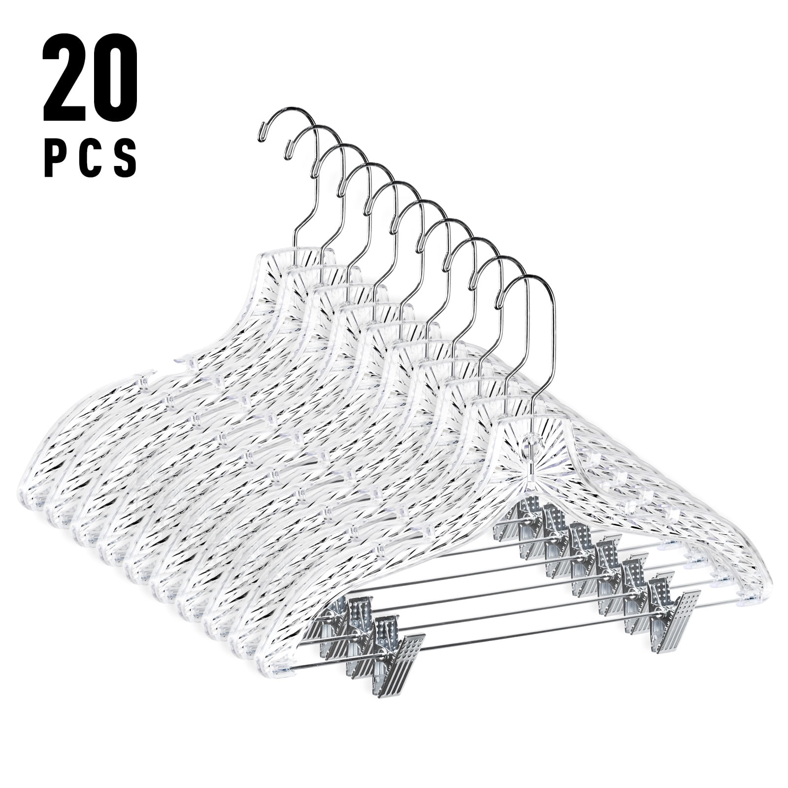 20 Pack Hangers, Clear Plastic Hangers, Heavy Duty Clothes Hangers ...