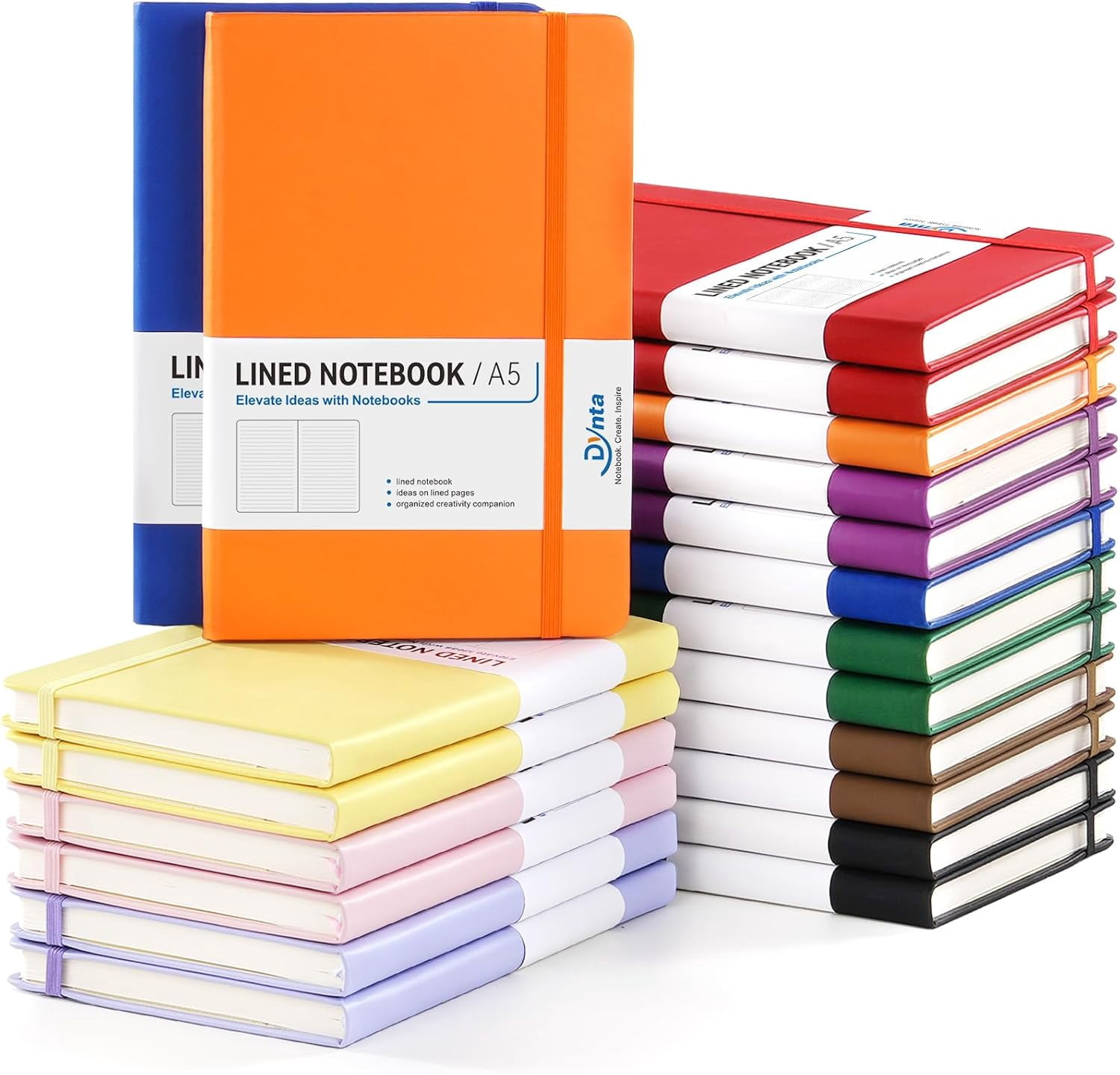 20 Pack Hardcover Leather Journal Notebooks, A5 College Ruled, 200 ...