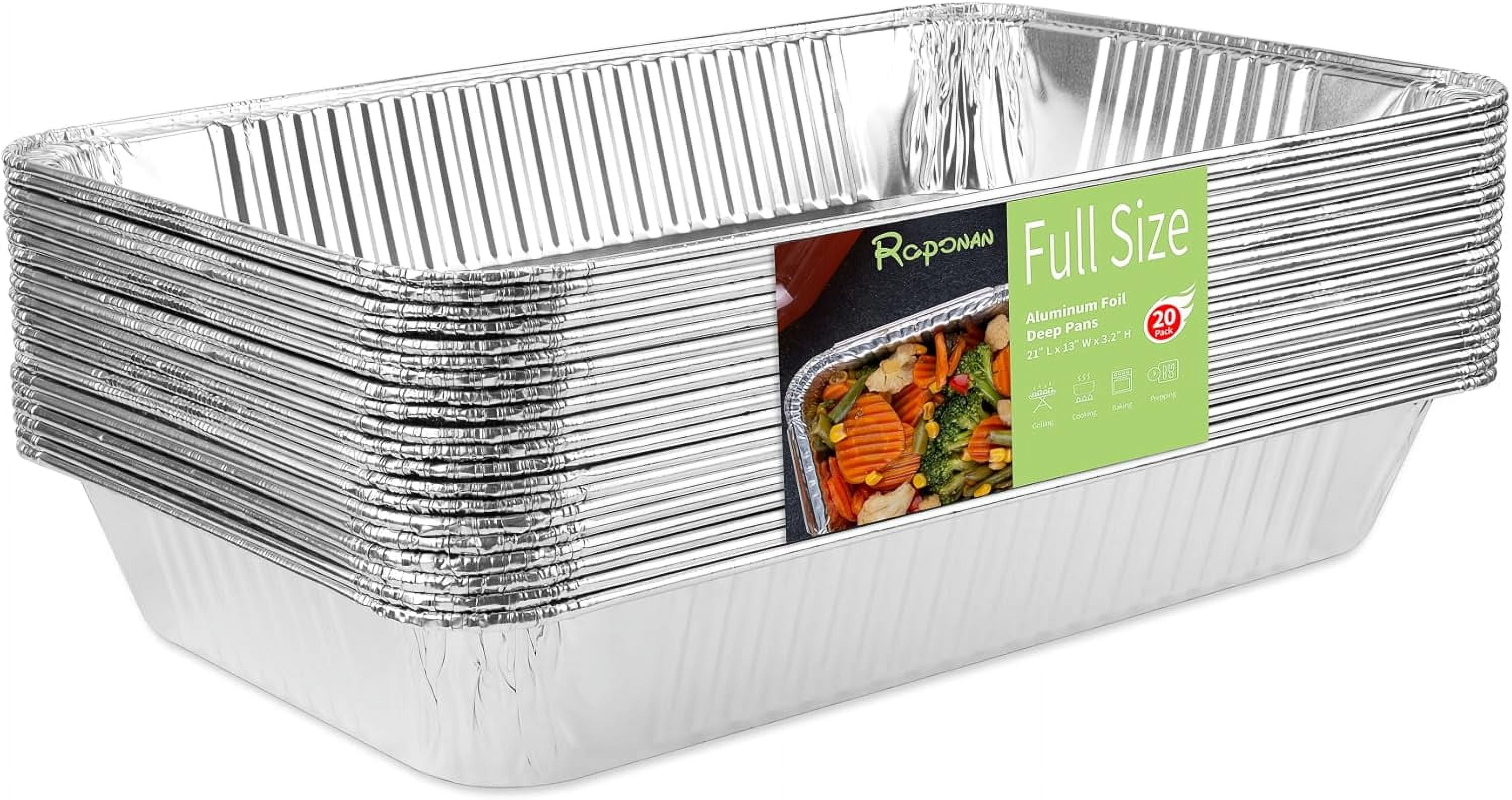 20-Pack Heavy Duty Full Size Aluminum Foil Deep Pan 21”x13“ Disposable ...