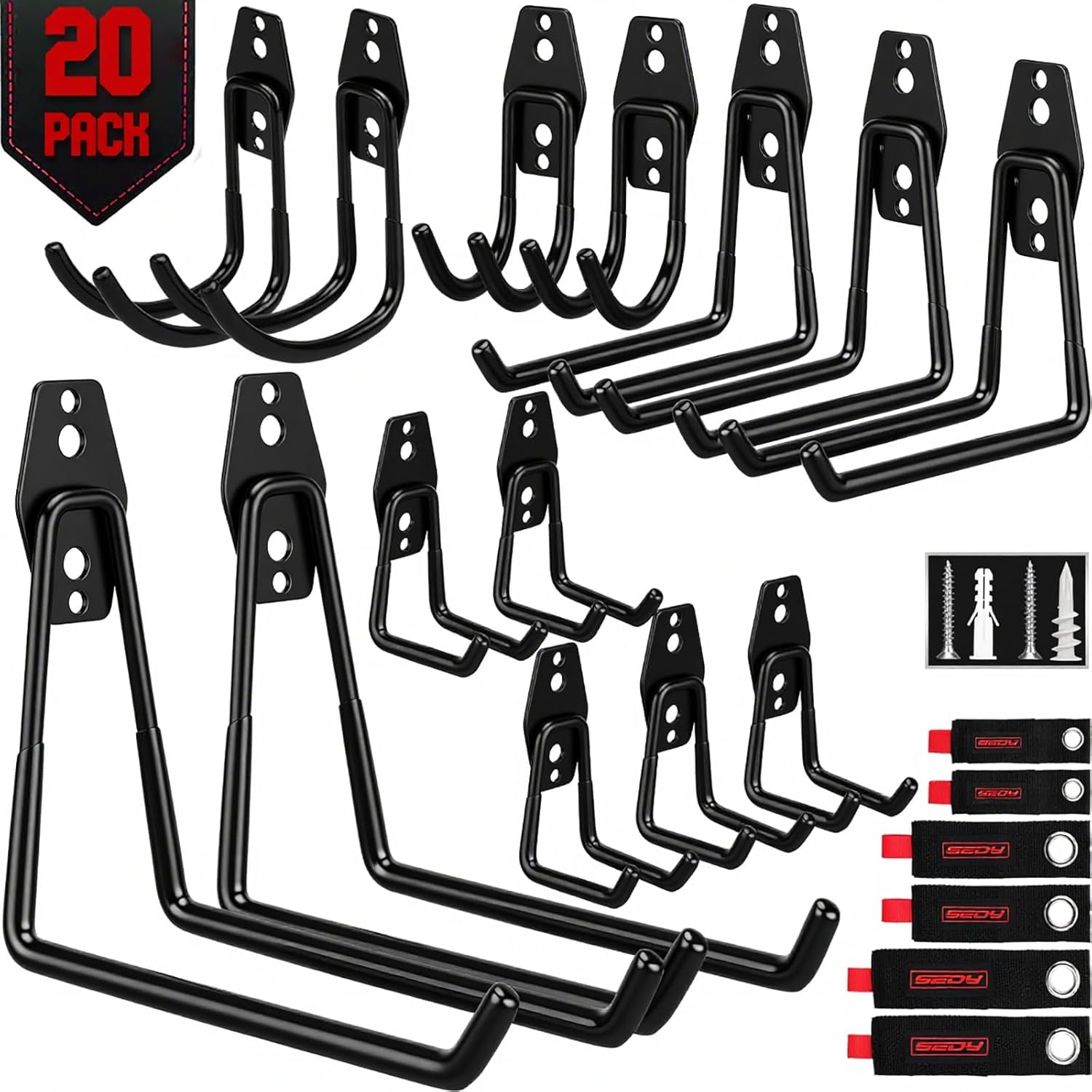 20 Pack Heavy Duty Garage Storage Hooks with Extension Cord Organizer ...