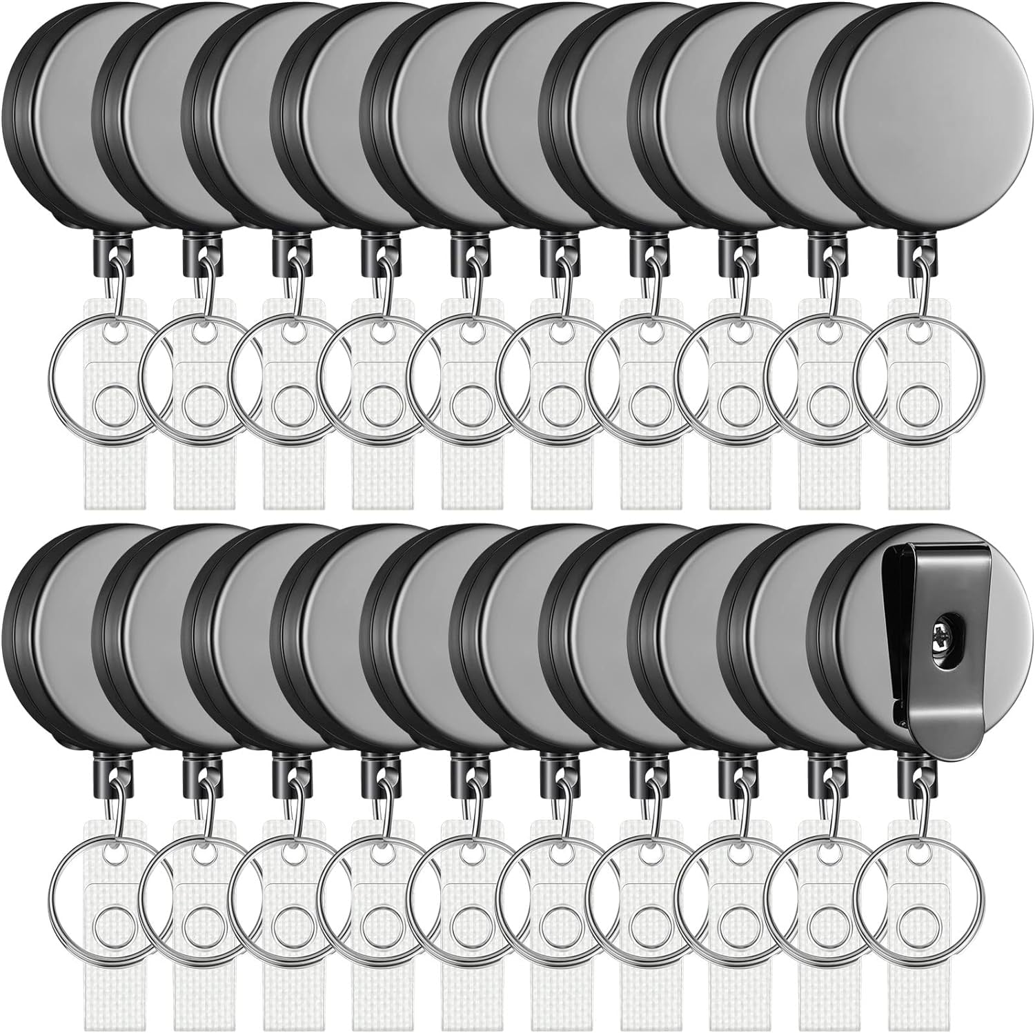 20 Pack Heavy Duty Retractable Badge Holder Reel ID Badge Holder with ...