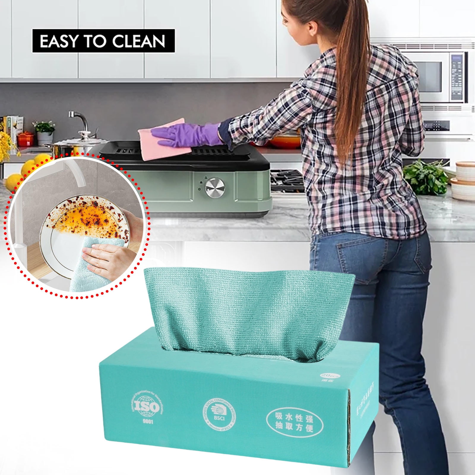 20 Pack Heavy Duty Reusable Kitchen Towels, Thickened Washable Dish ...