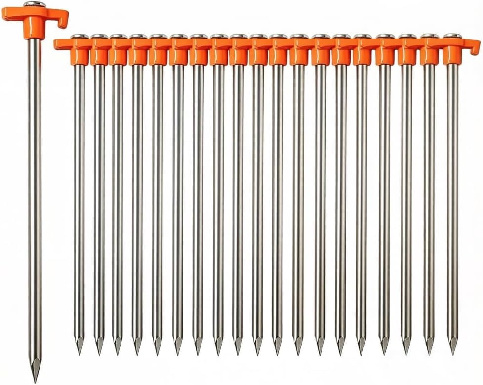 20 Pack Heavy Duty Tent Stakes, 9.84 Inch Yard Stakes Camping Stakes ...