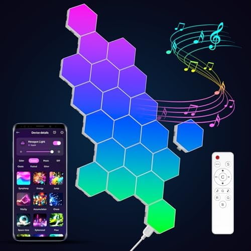 20-Pack Hexagon Light Panels – Smart RGB LED Wall Lights with App ...