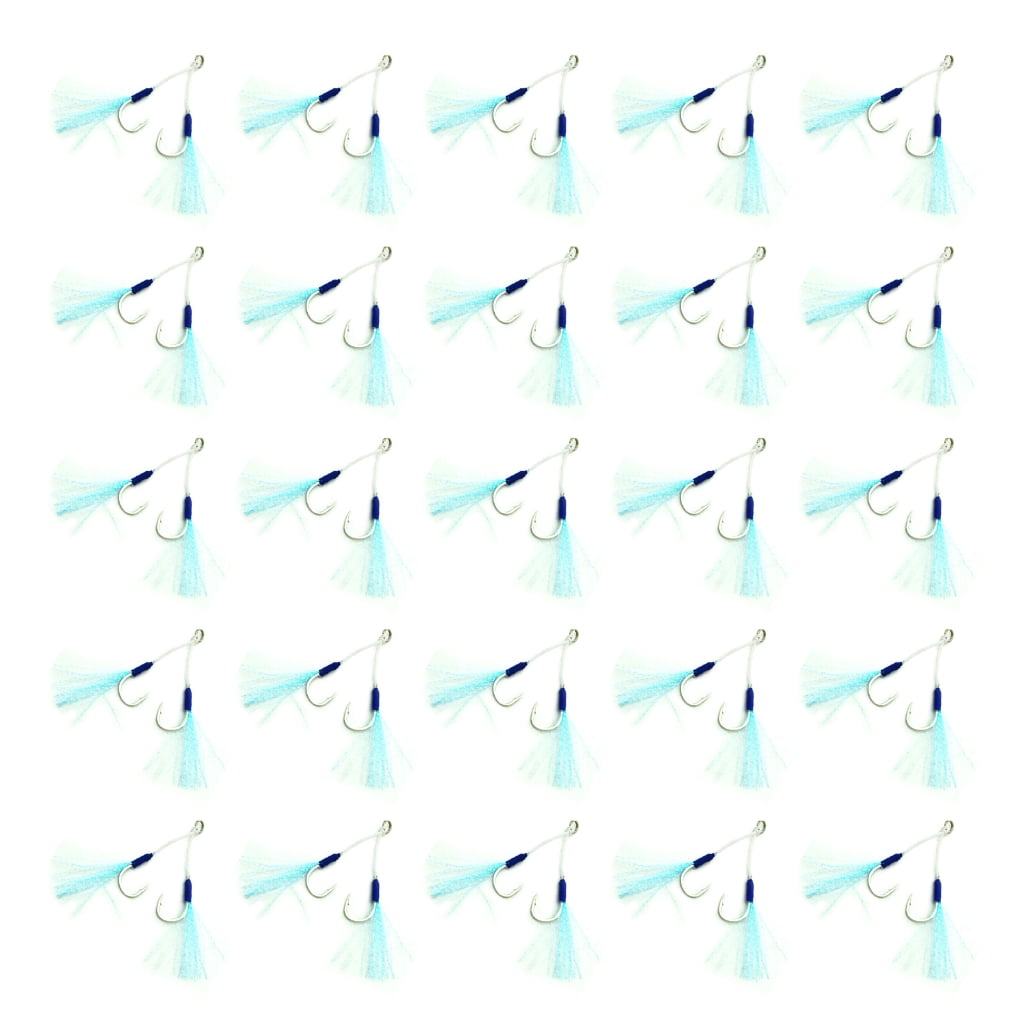 20 Pack High Carbon Steel Double Jigging Assist Hook Saltwater Fishing ...