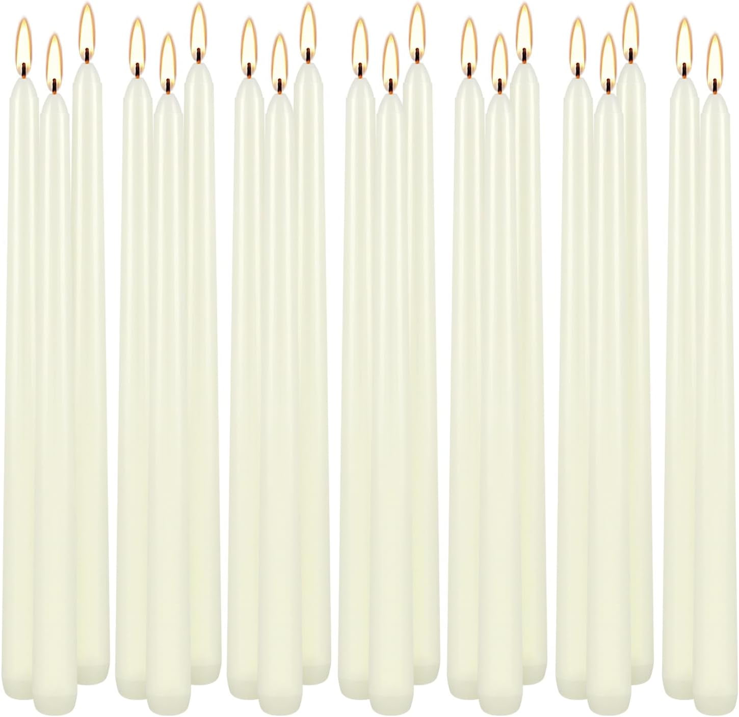 20 Pack Ivory Taper Candles, 12 Inch, 3/4 Inch Diameter, Long Lasting ...