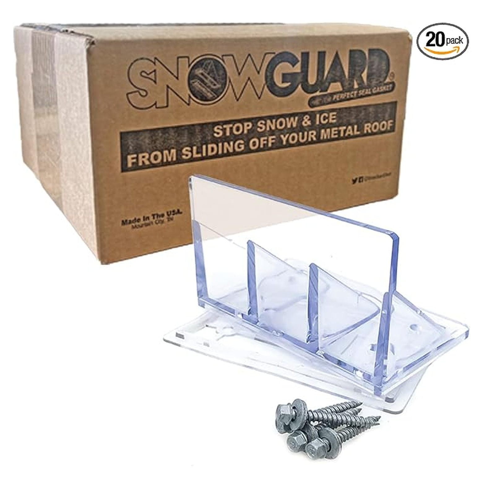 20 Pack Jumbo Snow Guard UV Clear Includes Perfect Seal Gasket and ...