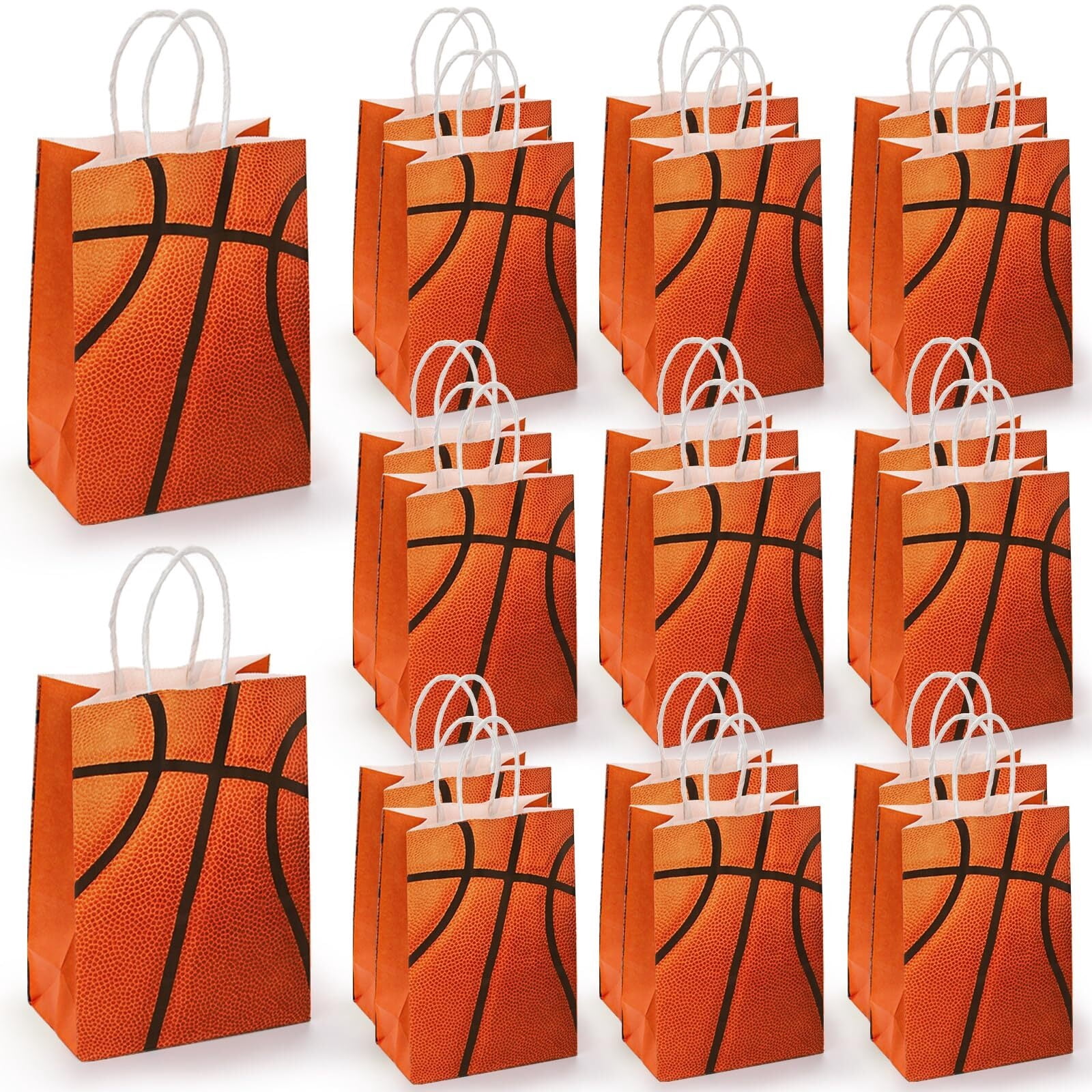 20 Pack Kraft Paper Basketball Party Favor Gift Bag with Handles ...