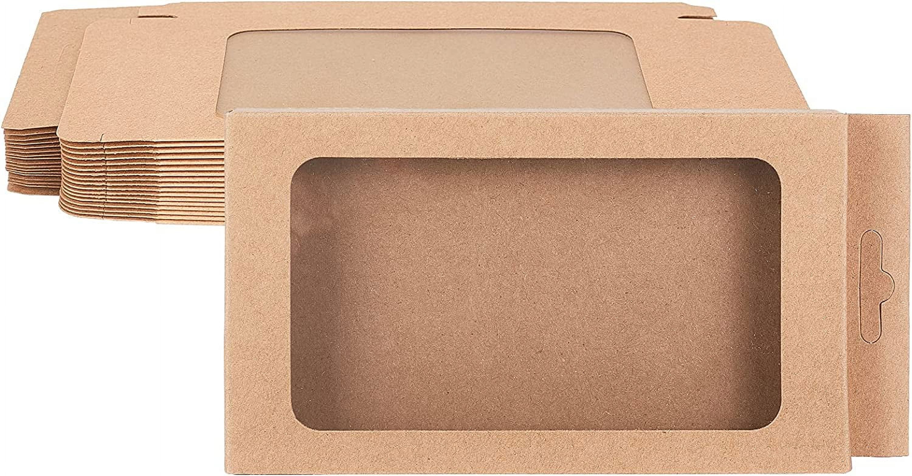 20 Pack Kraft Paper Boxes with Clear Window 7x3.5x0.6" Brown Gift ...