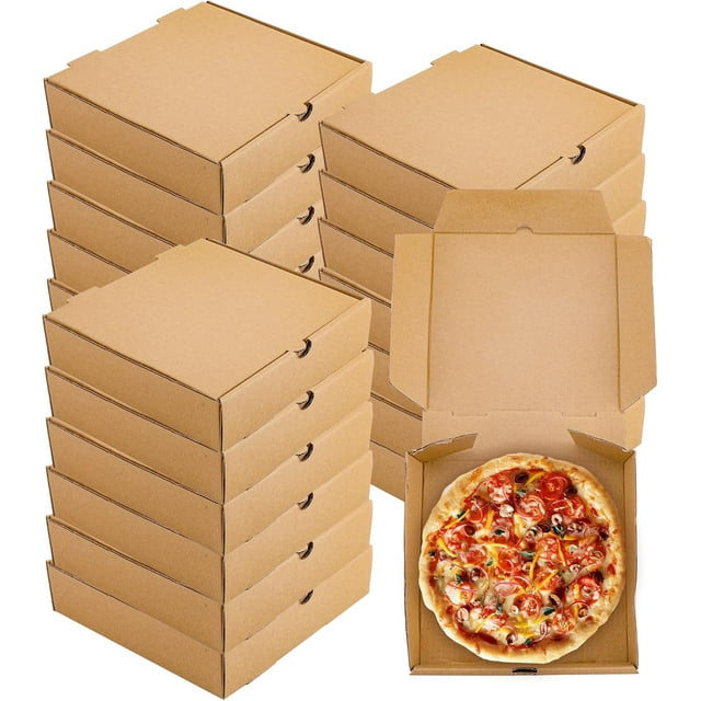 20 Pack Kraft Pizza Boxes Bulk, 6.3" x 6.3" x 1.6" Small Pizza Boxes ...