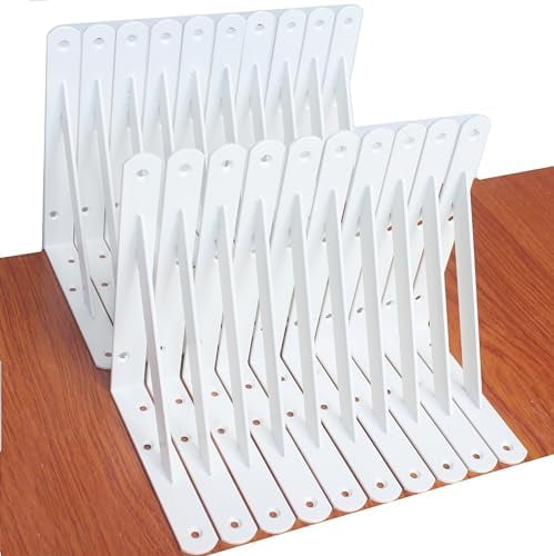 20 Pack L8 x H 6" White Heavy Duty Shelf Brackets with Screws Metal ...
