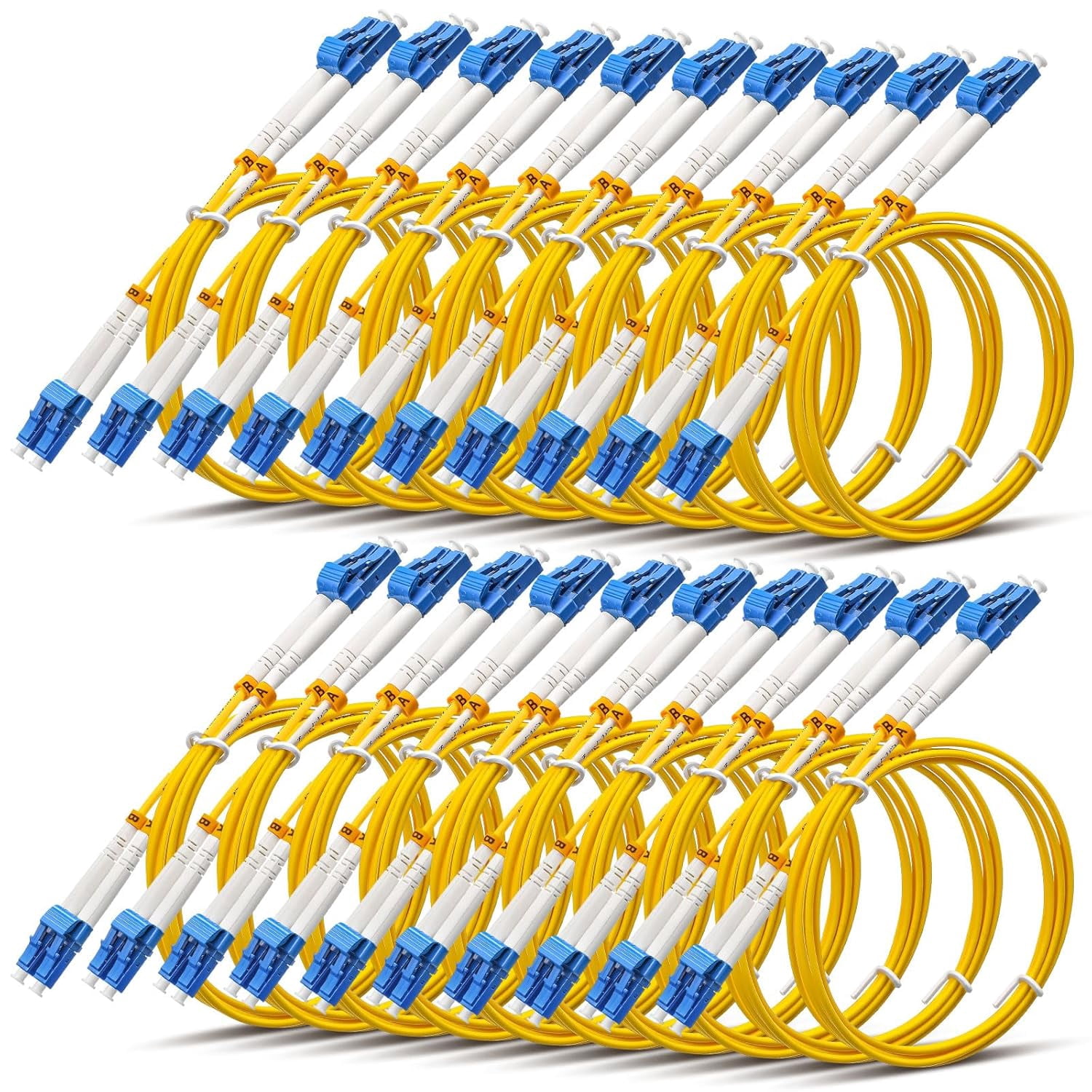 20 Pack LC to LC Fiber Patch Cable 3.28 Ft/ 1 M OS2 Single Mode Optic ...