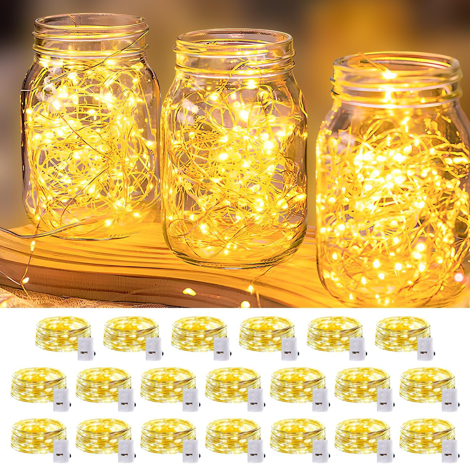 20 Pack LED Fairy Lights Battery Operated,3 Features Blinking Slowly ...