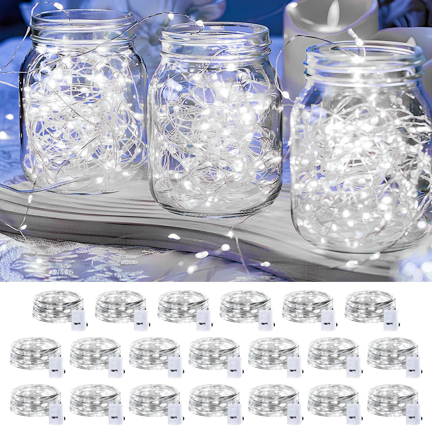 20 Pack LED Fairy Lights Battery Operated,7FT 20 LED Waterproof Mini ...