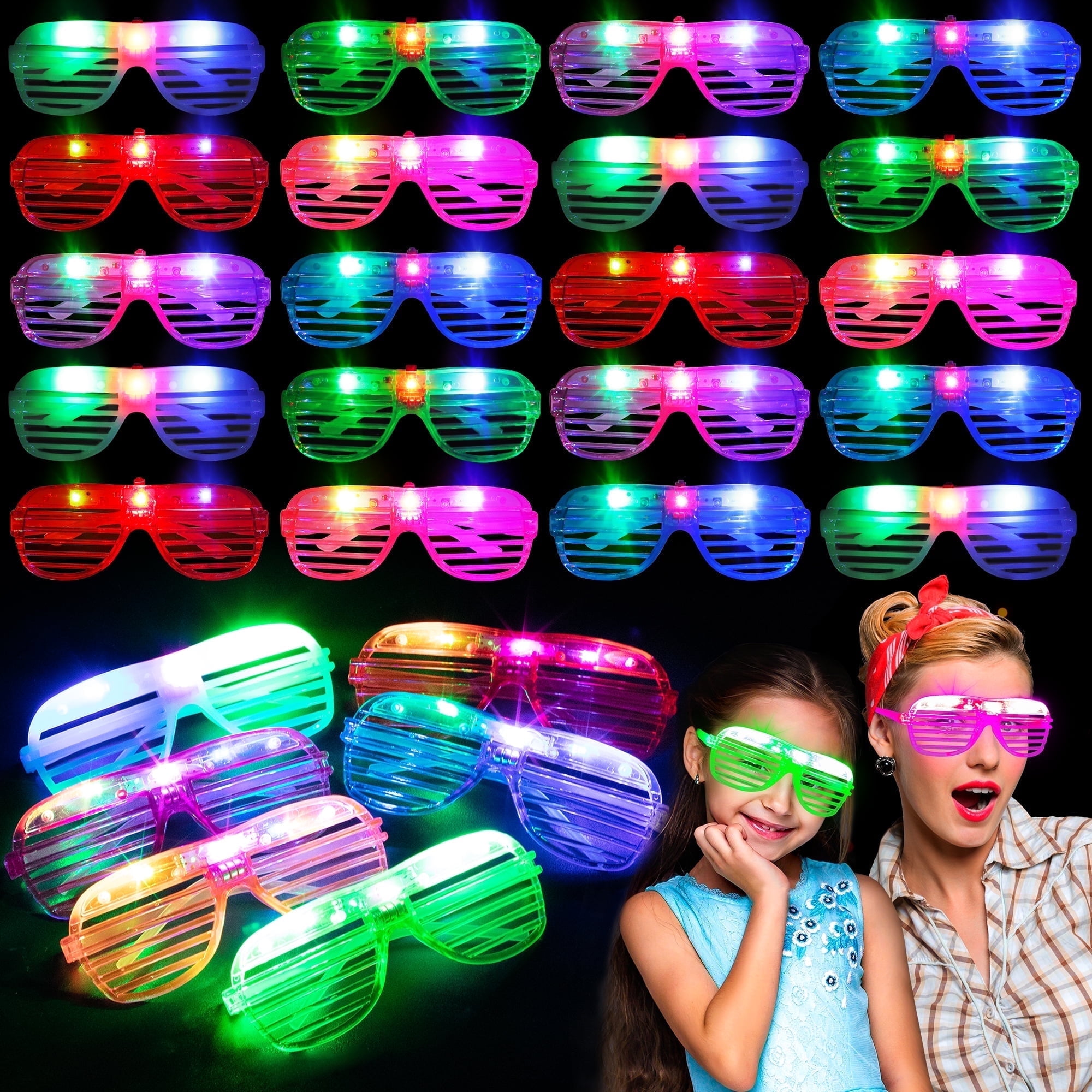 20 Pack LED Glasses Party Favors Light Up Glasses, Glow In The Dark ...