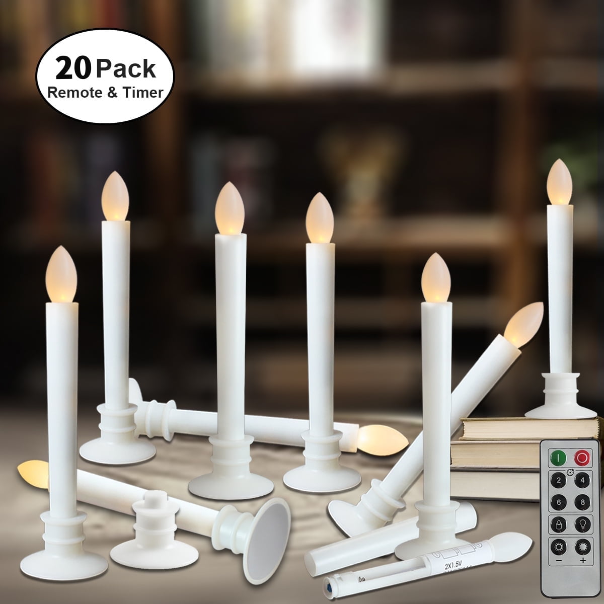 20 Pack LED Window Candles with Remote Timer Electric Candle Lights ...