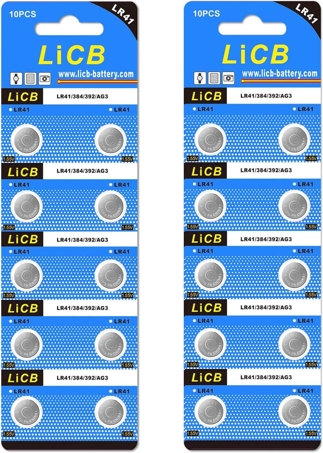20 Pack LR41 AG3 392 384 192 Battery 1.5V Button Coin Cell Batteries ...