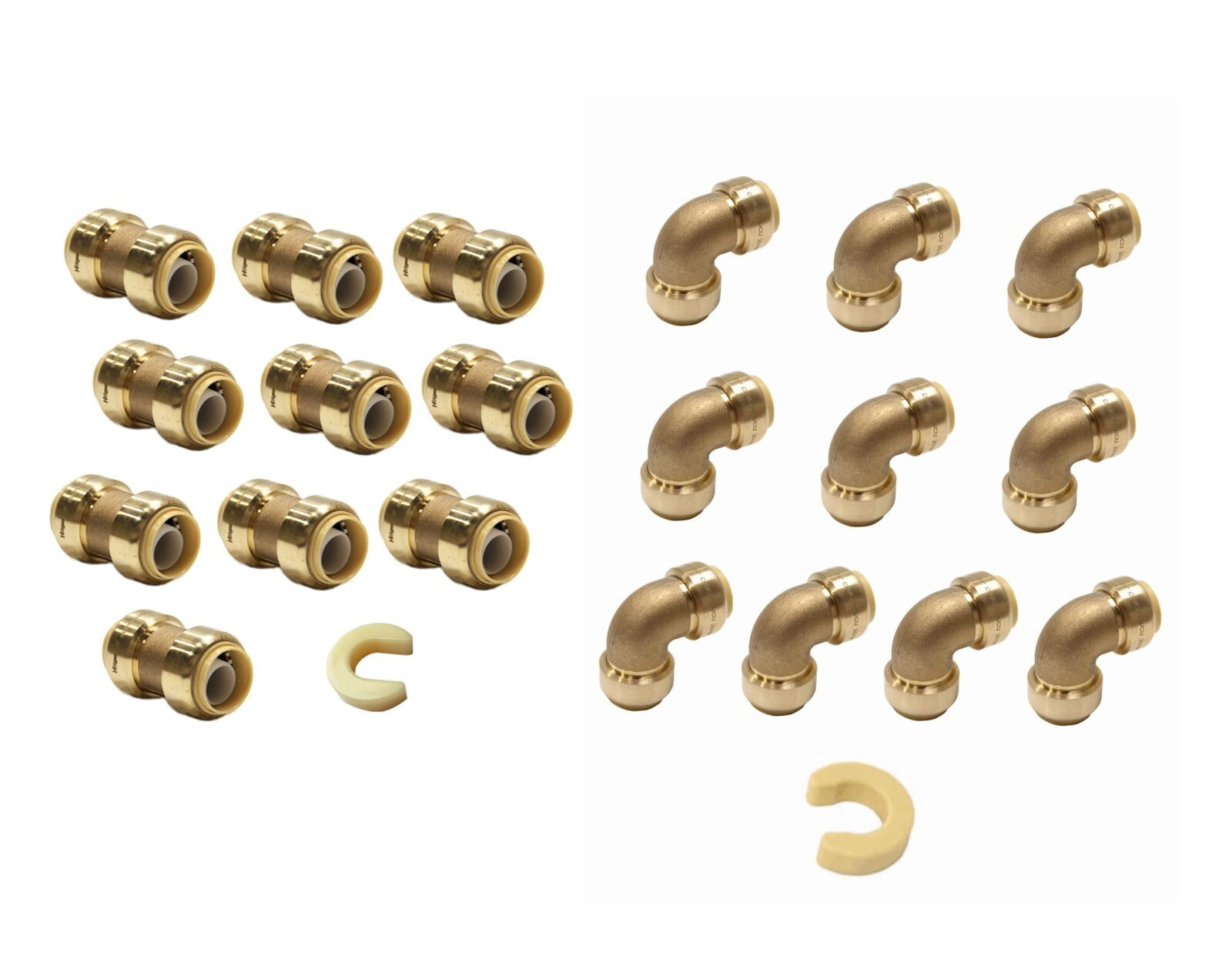 20-Pack Lead-Free Brass Push-to-Connect Fittings - 1/2" Elbows ...