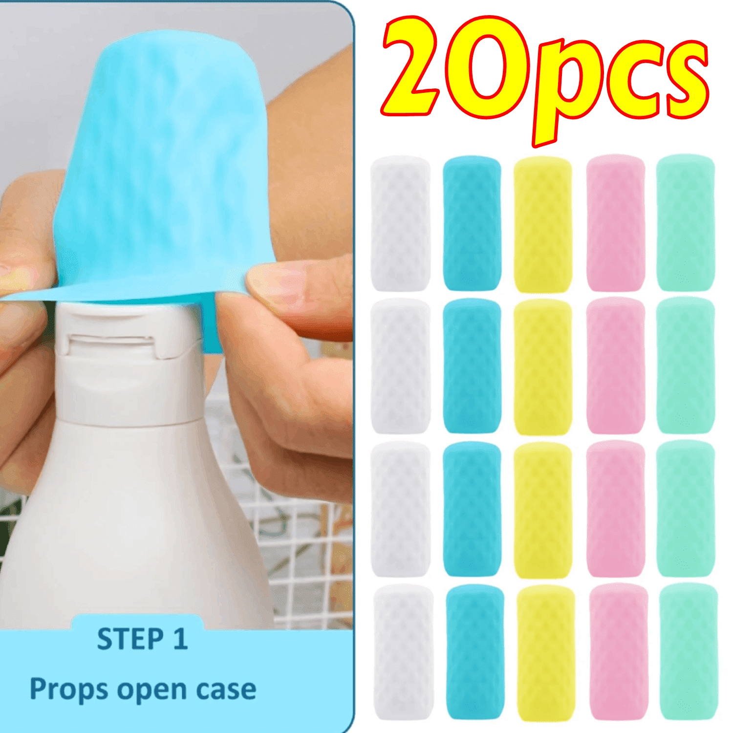 20 Pack Leak-Proof Silicone Bottle Covers for Travel - Spill Proof ...