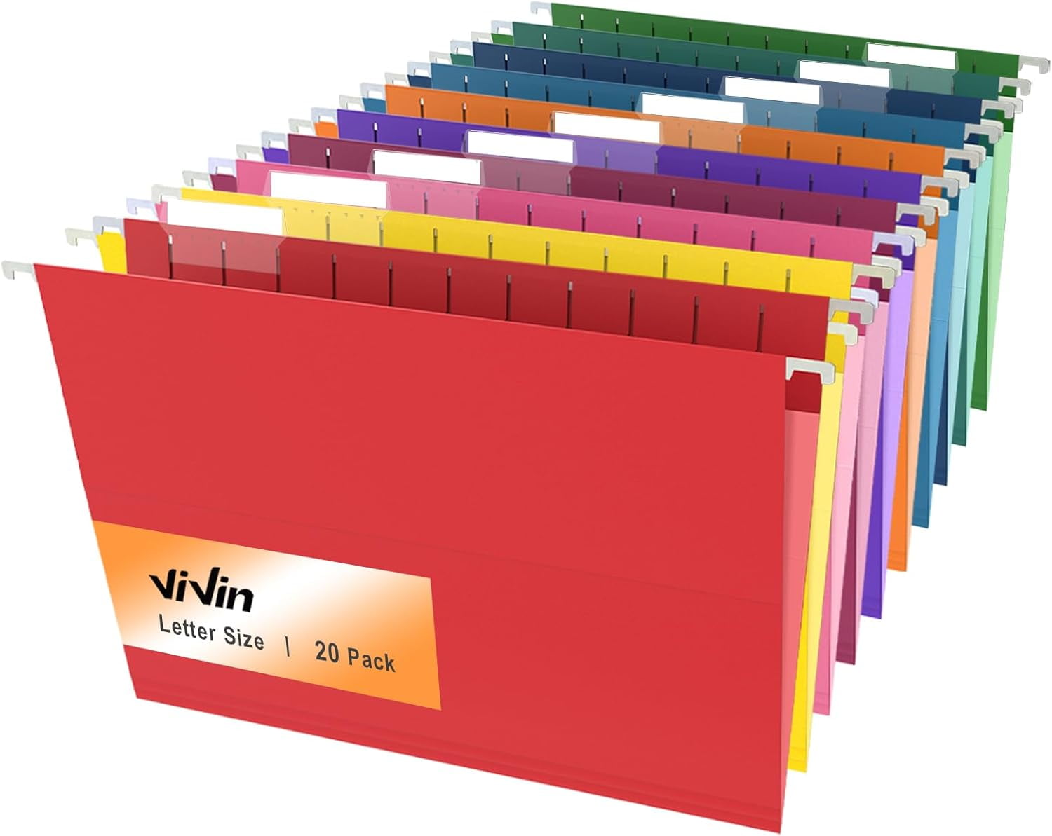 20 Pack Letter Size Hanging File Folders with 20 Per Box, 1/5-Cut ...