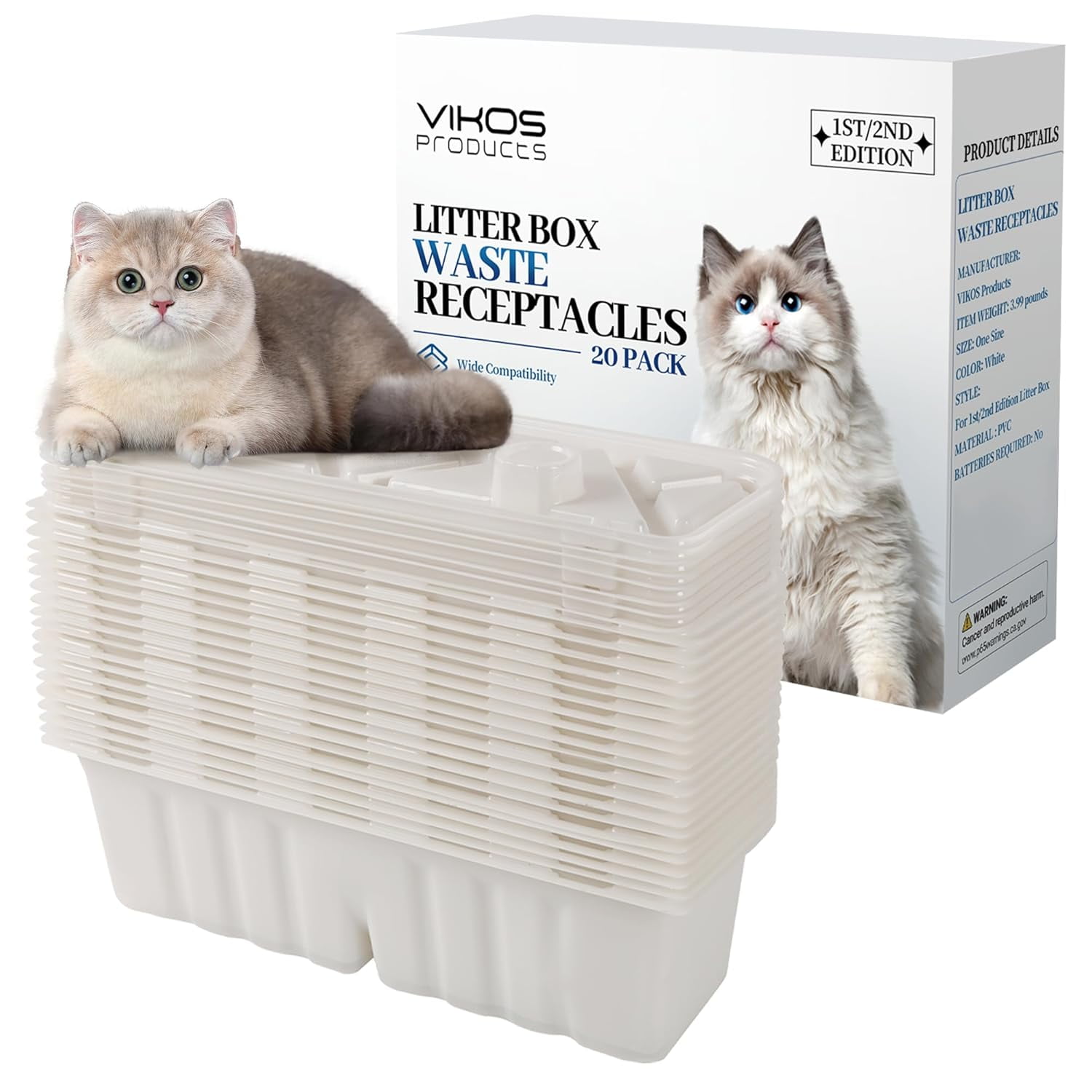 (20 Pack) Litter Box Waste Receptacles Compatible with Littermaid 1St ...