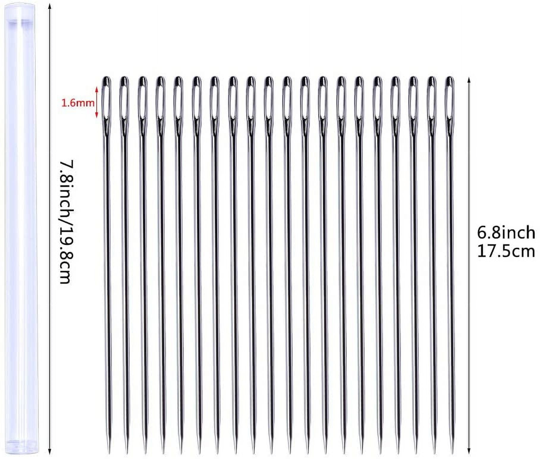 20 Pack Long Sewing Needles, Embroidery Needles Large Eye Stitching ...