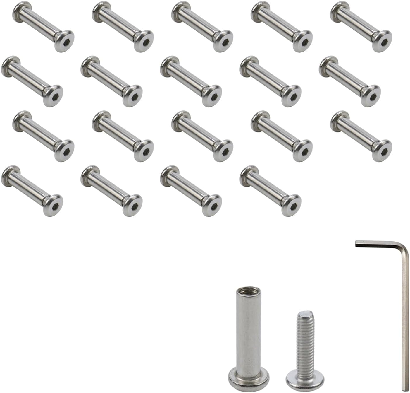 20-Pack M4×16mm Barrel Nuts and Bolts Stainless Steel Binding Screws ...