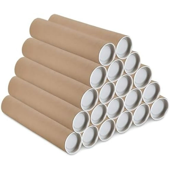 20 Pack Mailing Tubes, 2 Inch x 20 Inch Kraft Poster Tube Cardboard ...