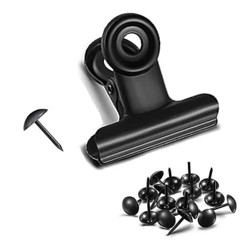20 Pack Metal Clips with Push-pins for Corkboard Bulldog Hanging ...